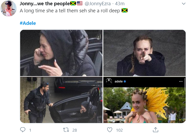 Adele Shared A Photo Of Her Wearing Bantu Knots With A Jamaican Flag